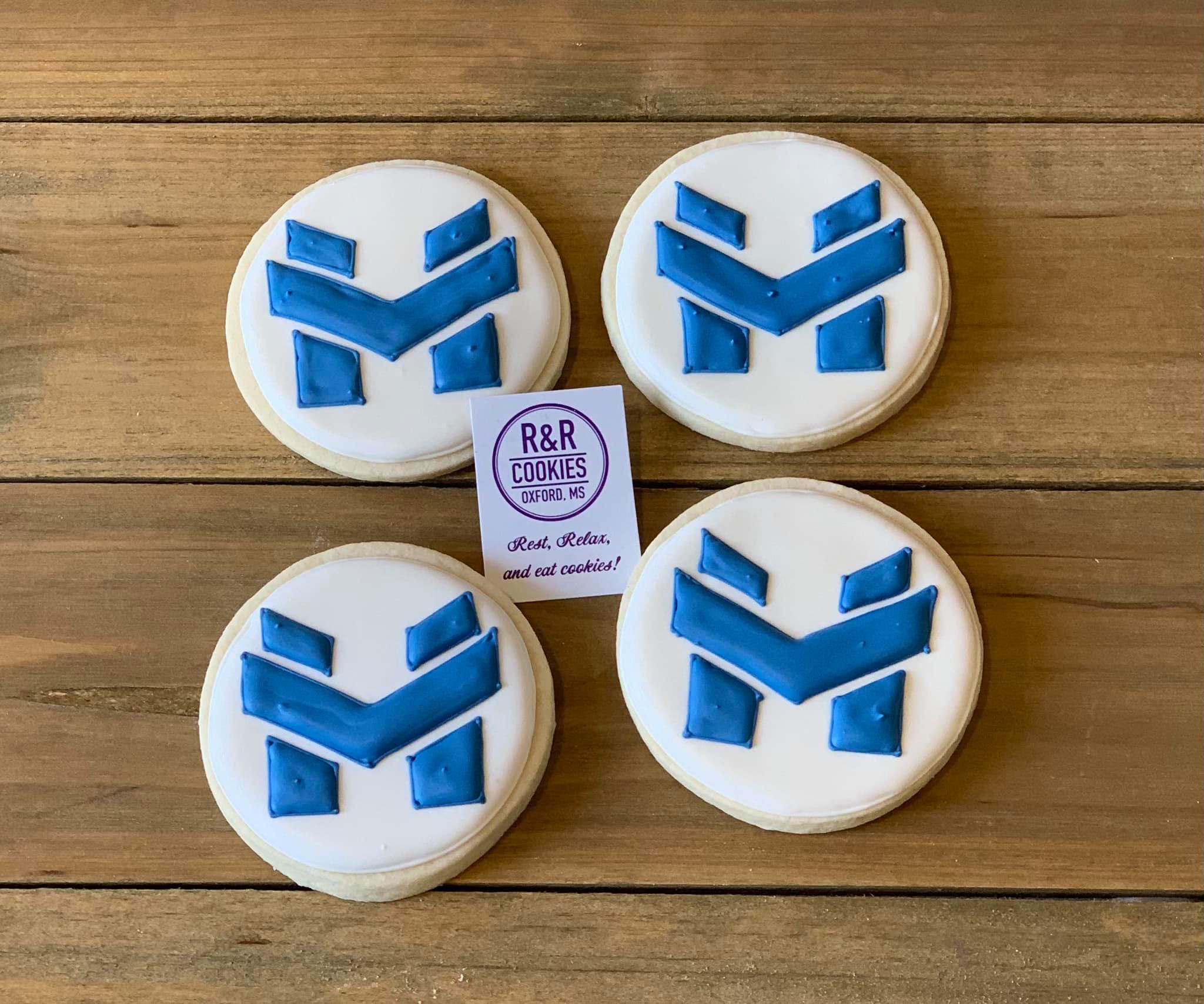Logos: Hand piped Logo cookies | R & R Cookies